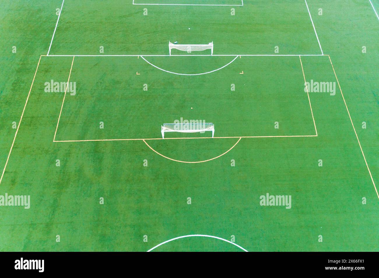 drone aerial view of an artificial turf soccer training field Stock ...