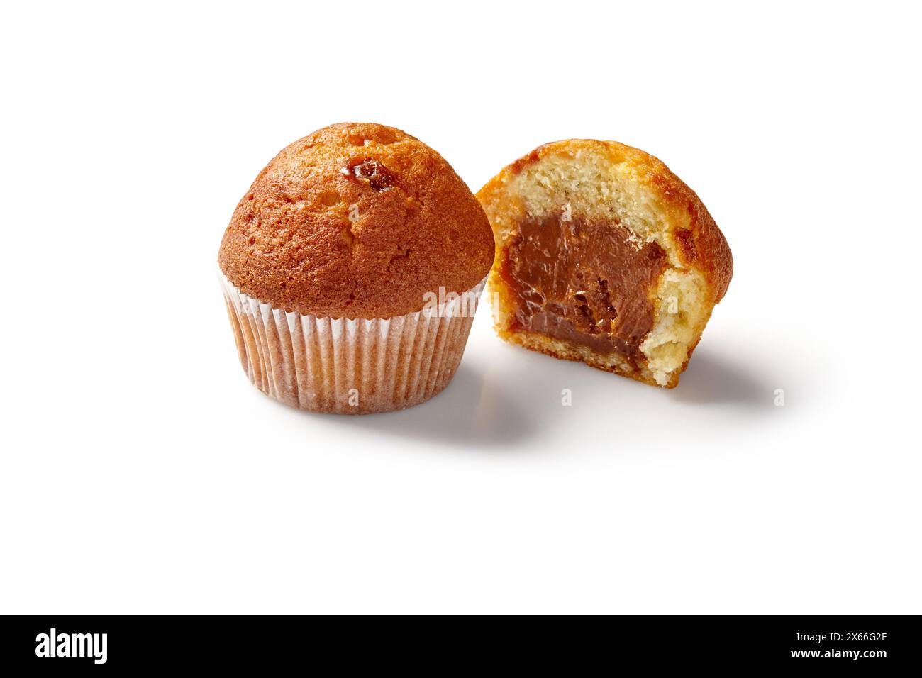 Sweet fluffy muffins filled with apple jam on white Stock Photo - Alamy