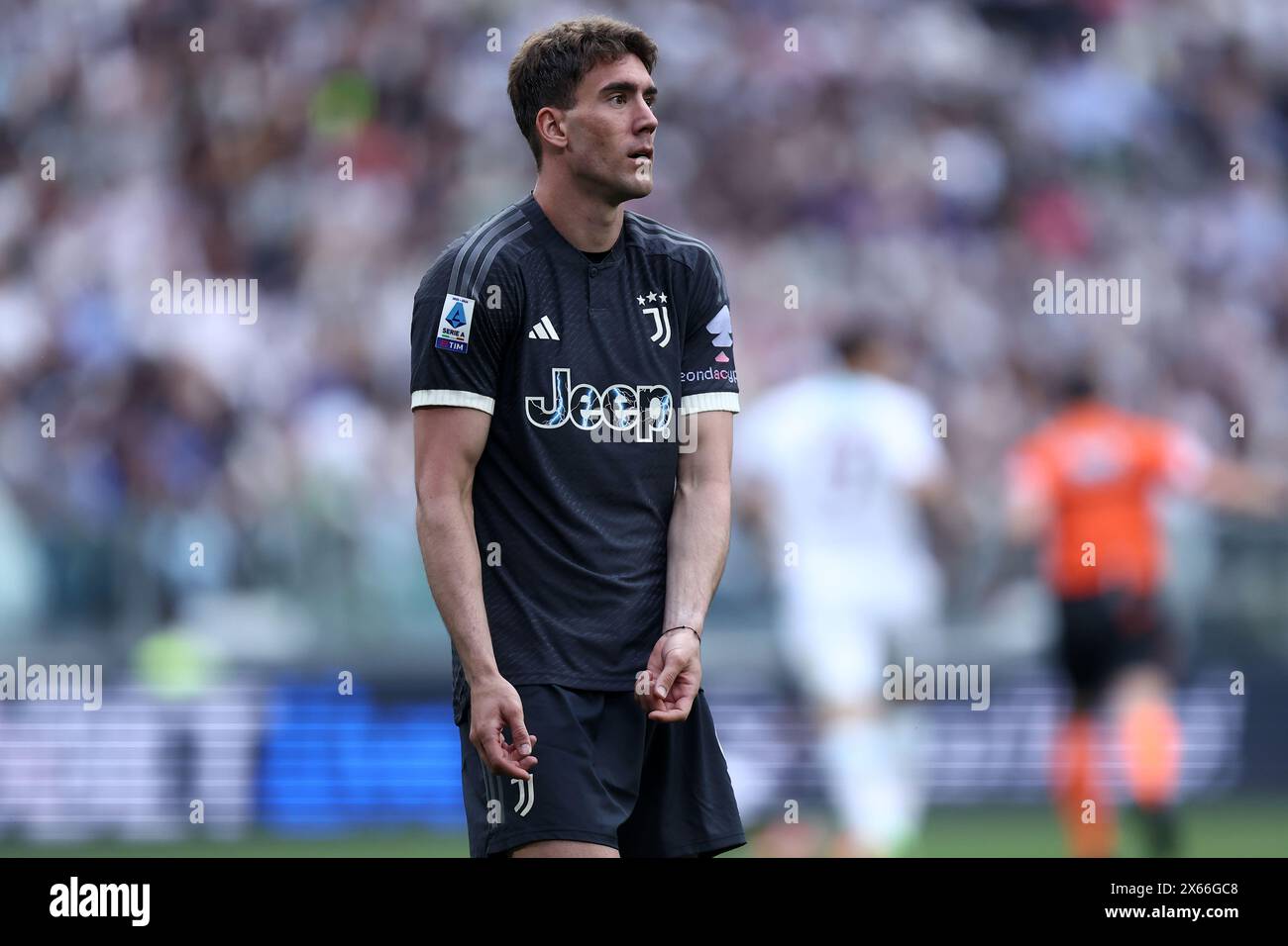 Torino, Italy. 12th May, 2024. Dusan Vlahovic of Juventus Fc gestures ...