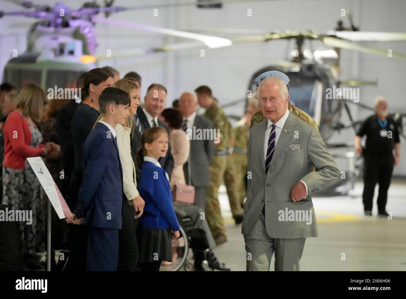 King Charles III arrives for a visit to Army Aviation Centre at Middle ...