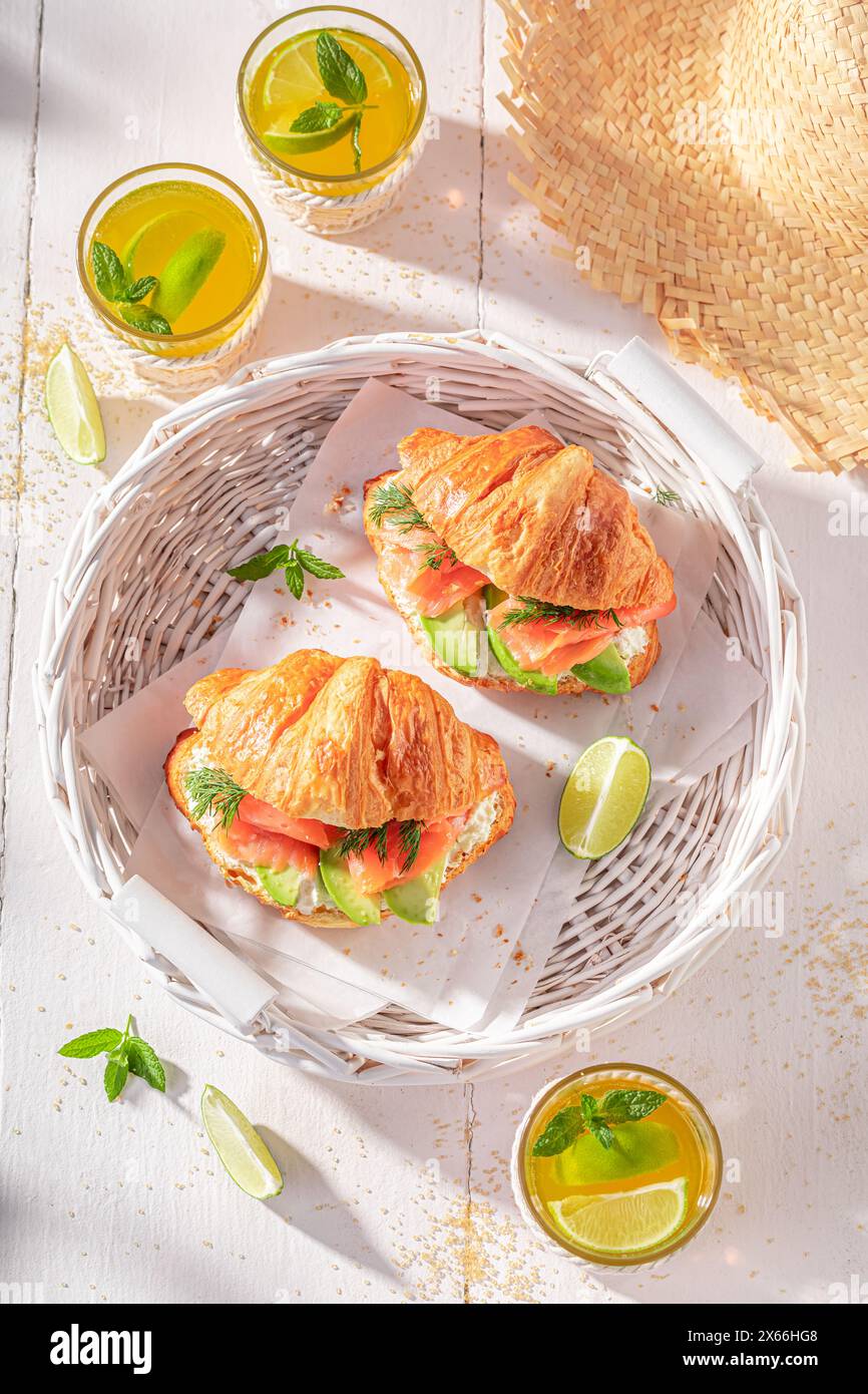 Healthy and homemade french croissant made of puff pastry. Croissants ...