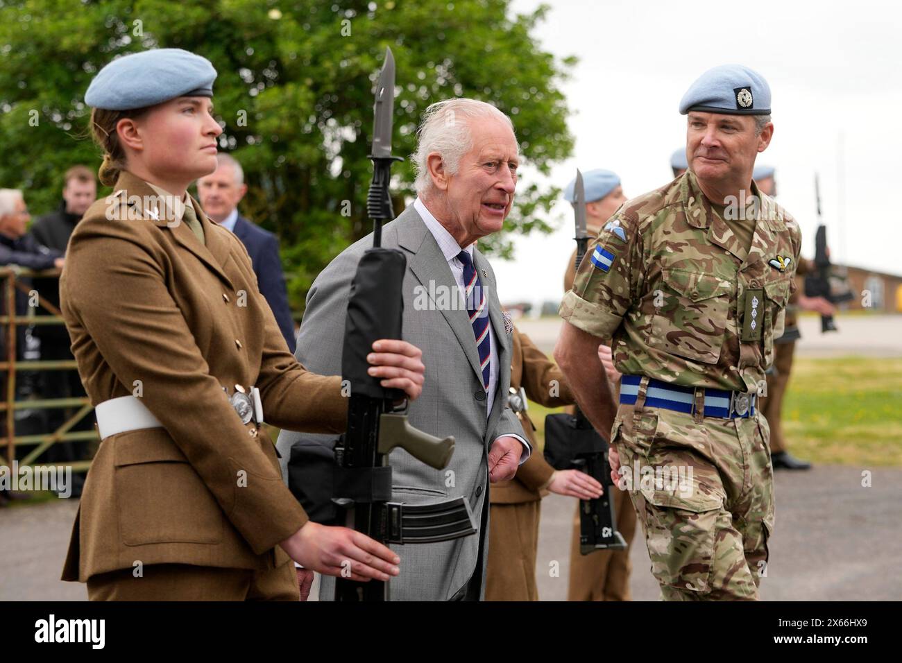 King Charles III arrives for a visit to Army Aviation Centre at Middle ...