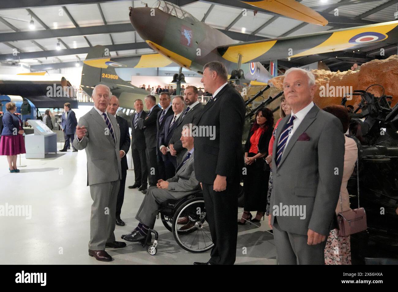 King Charles III meets staff members and their families, during a visit ...