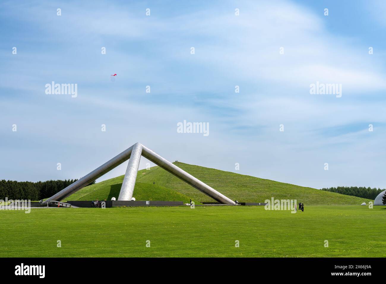 SAPPORO, JAPAN - MAY 05, 2024 : Huge triangular metal pyramid in ...