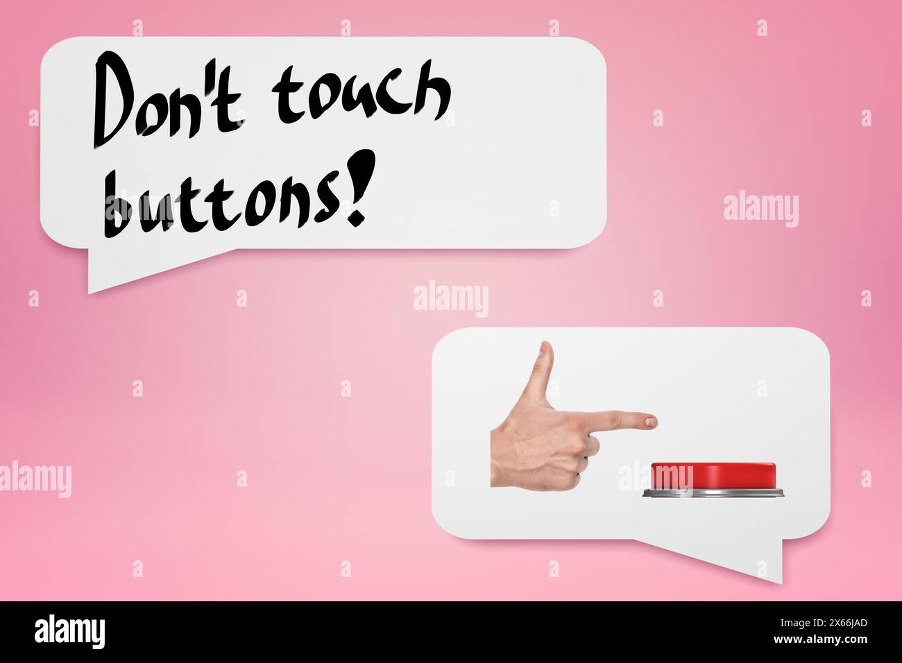 No Touching Button Warning Sign Stock Photo - Alamy