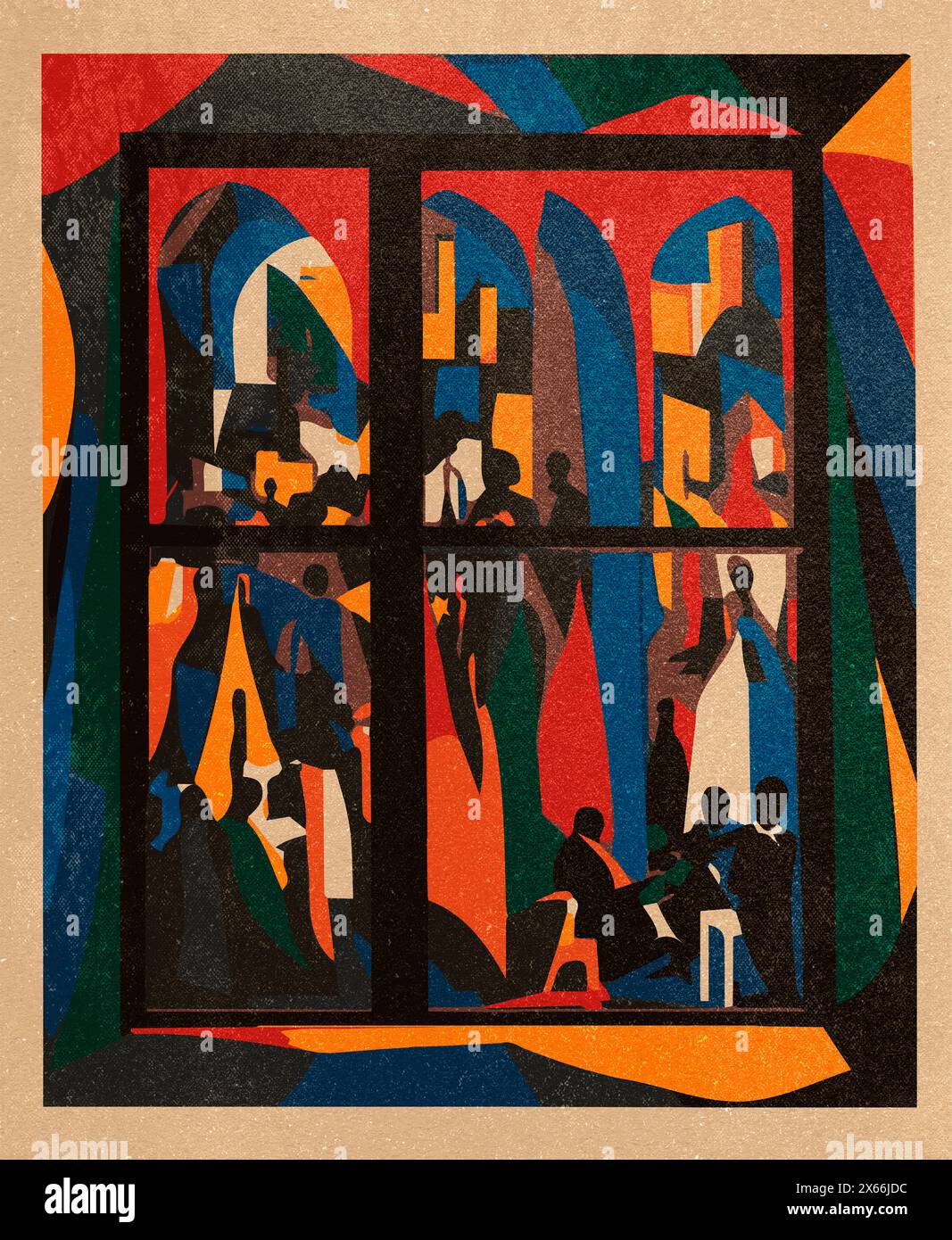 A close up of an illustration of a window with a copy-space for text ...