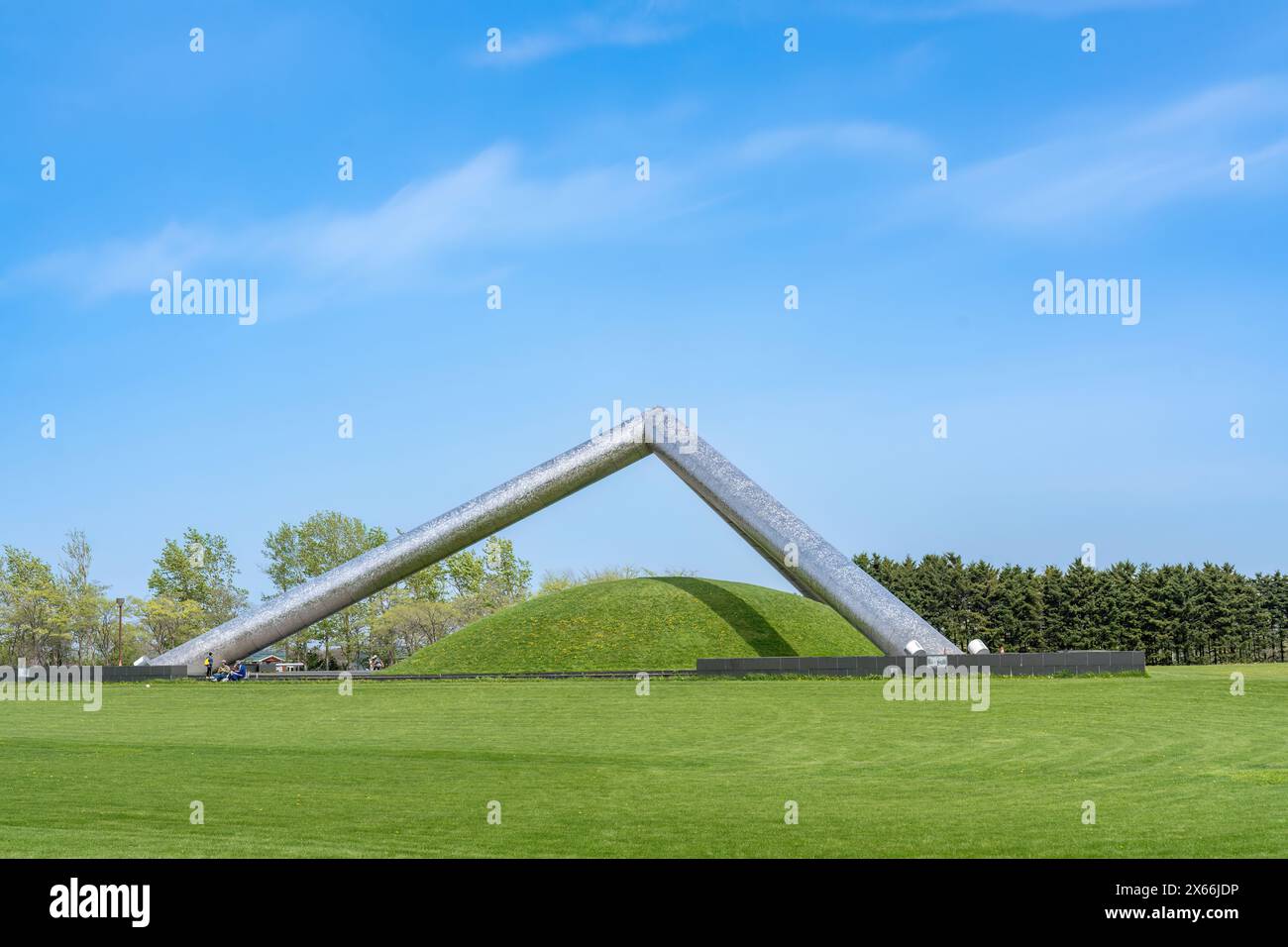 SAPPORO, JAPAN - MAY 05, 2024 : Huge triangular metal pyramid in ...