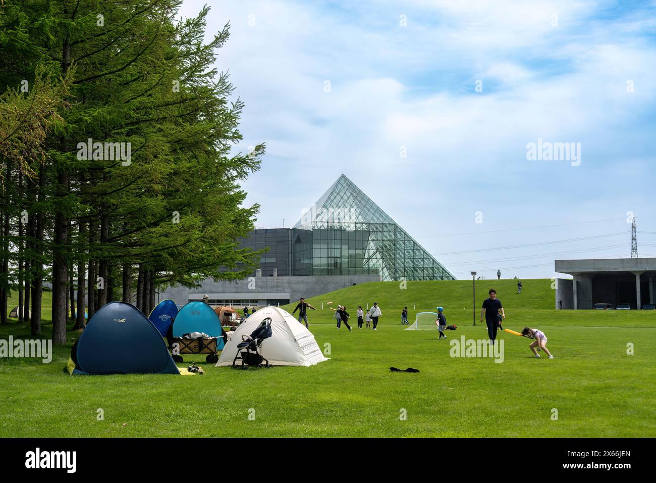SAPPORO, JAPAN - 05 MAY 2024 : The symbol of Moerenuma park, the glass ...
