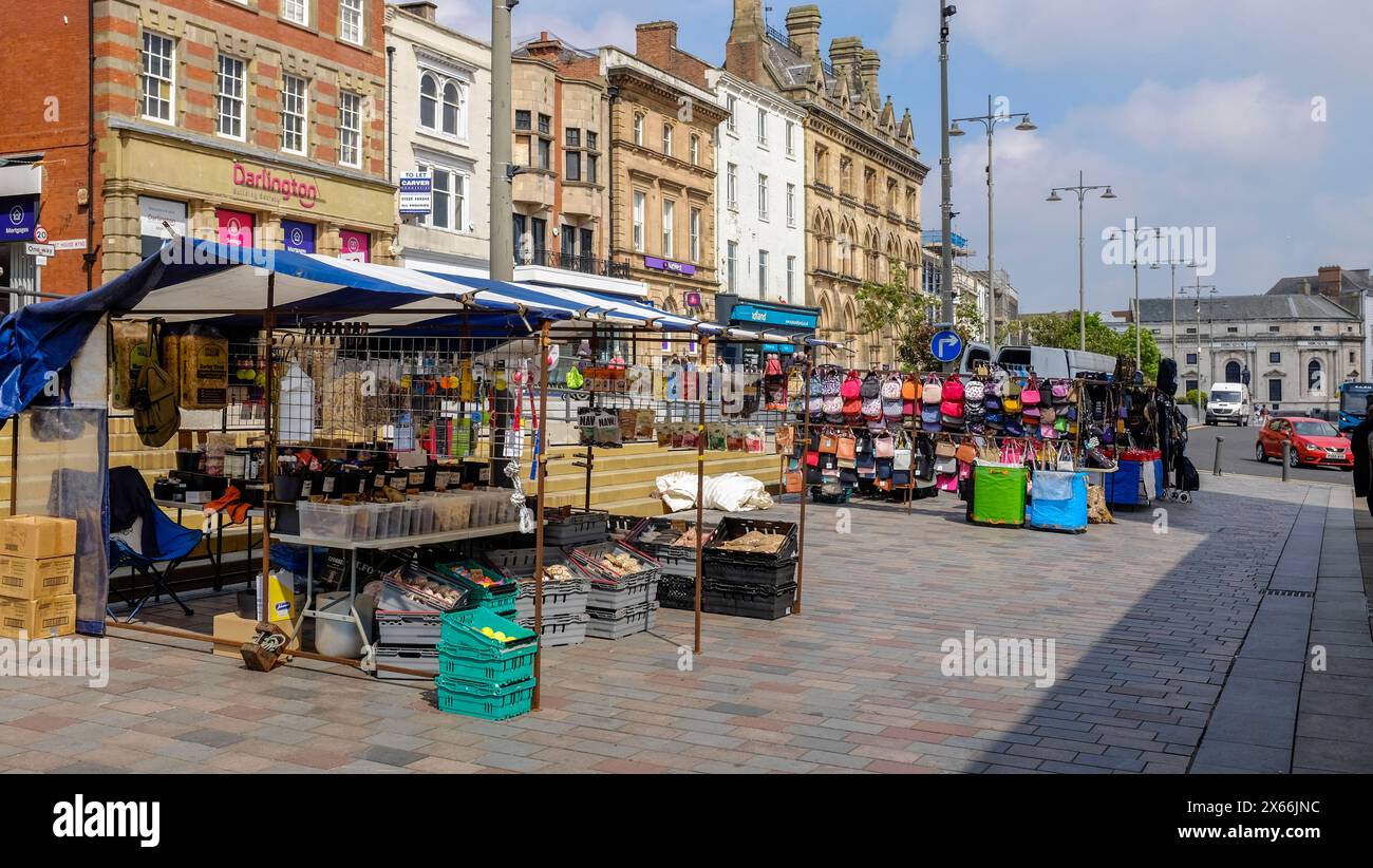 The market stalls in West Row and the High Row in Darlington,England,UK ...