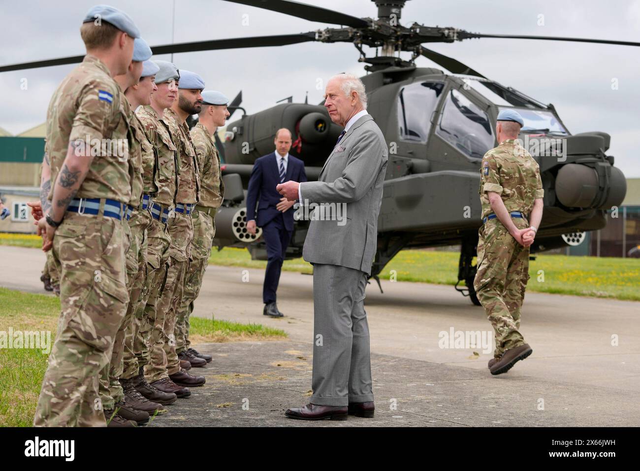 King Charles III speaks to service personal, during a visit to the Army ...