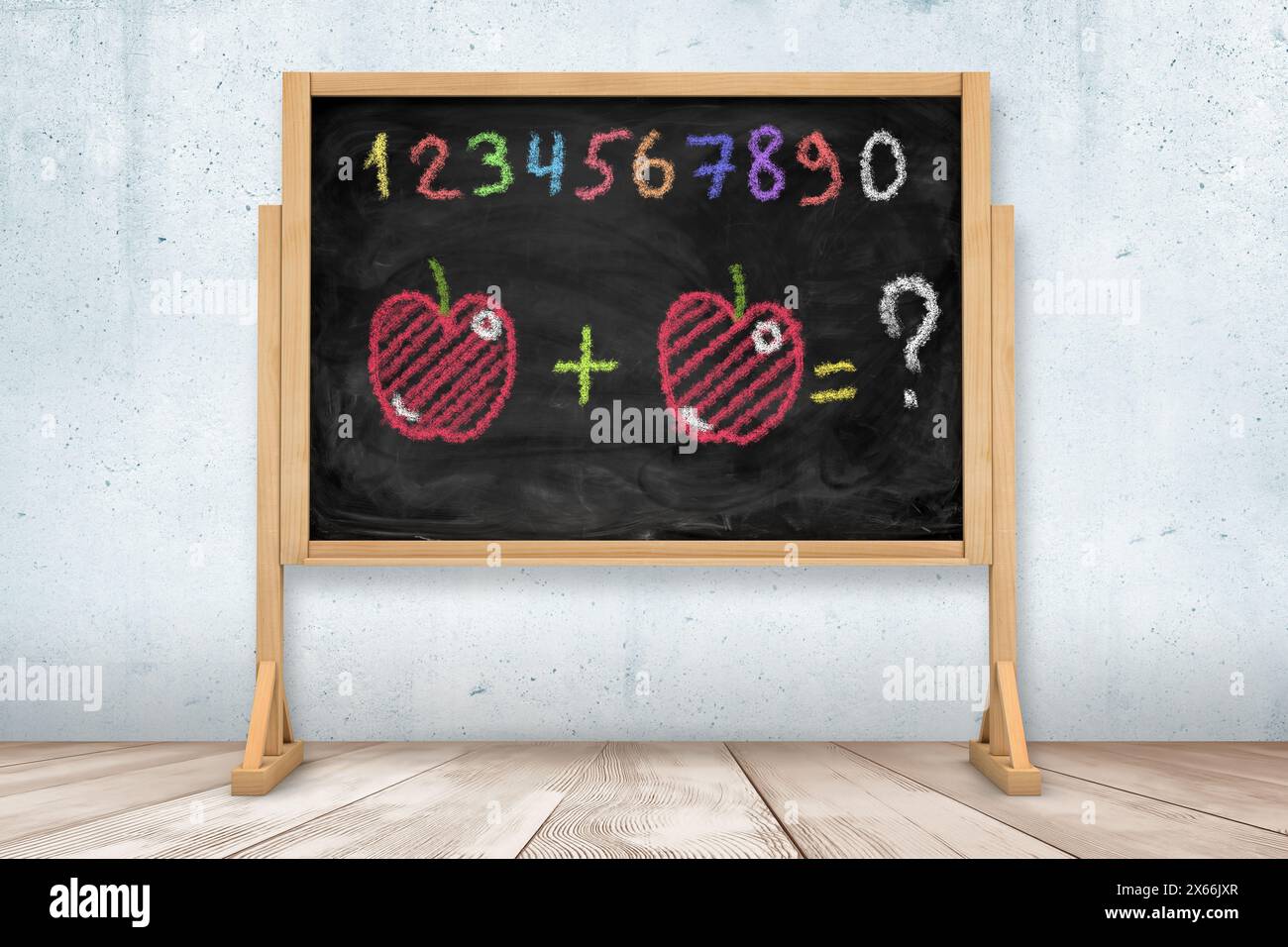 Educational chalk drawing of numbers and addition Stock Photo - Alamy