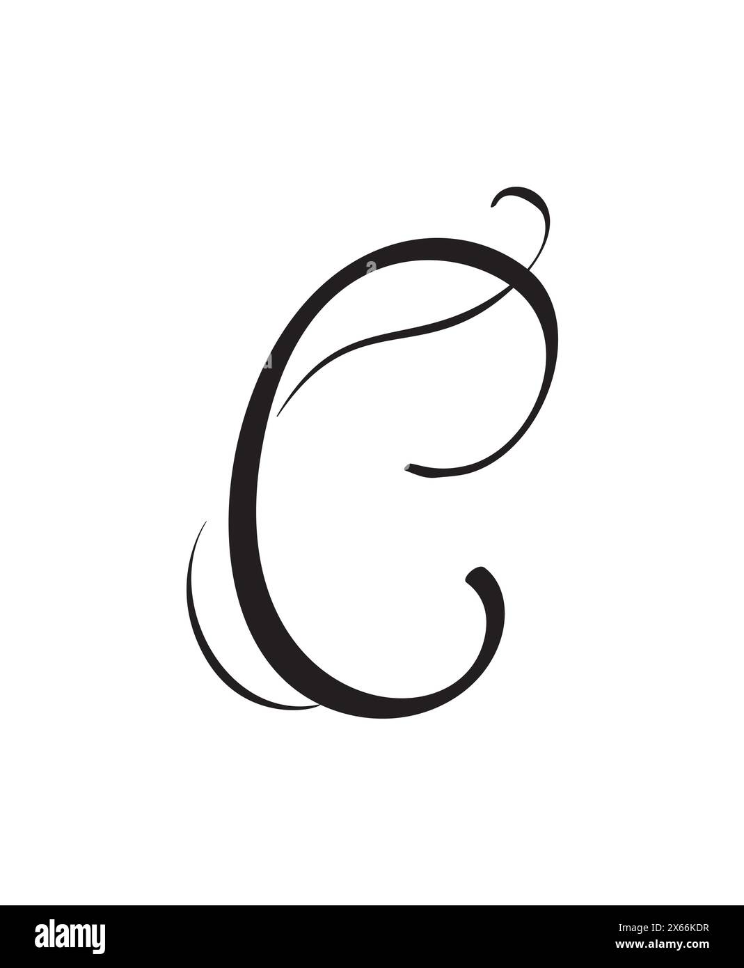 Hand drawn vector calligraphy letter C. Script font logo. Handwritten brush style flourish Stock ...