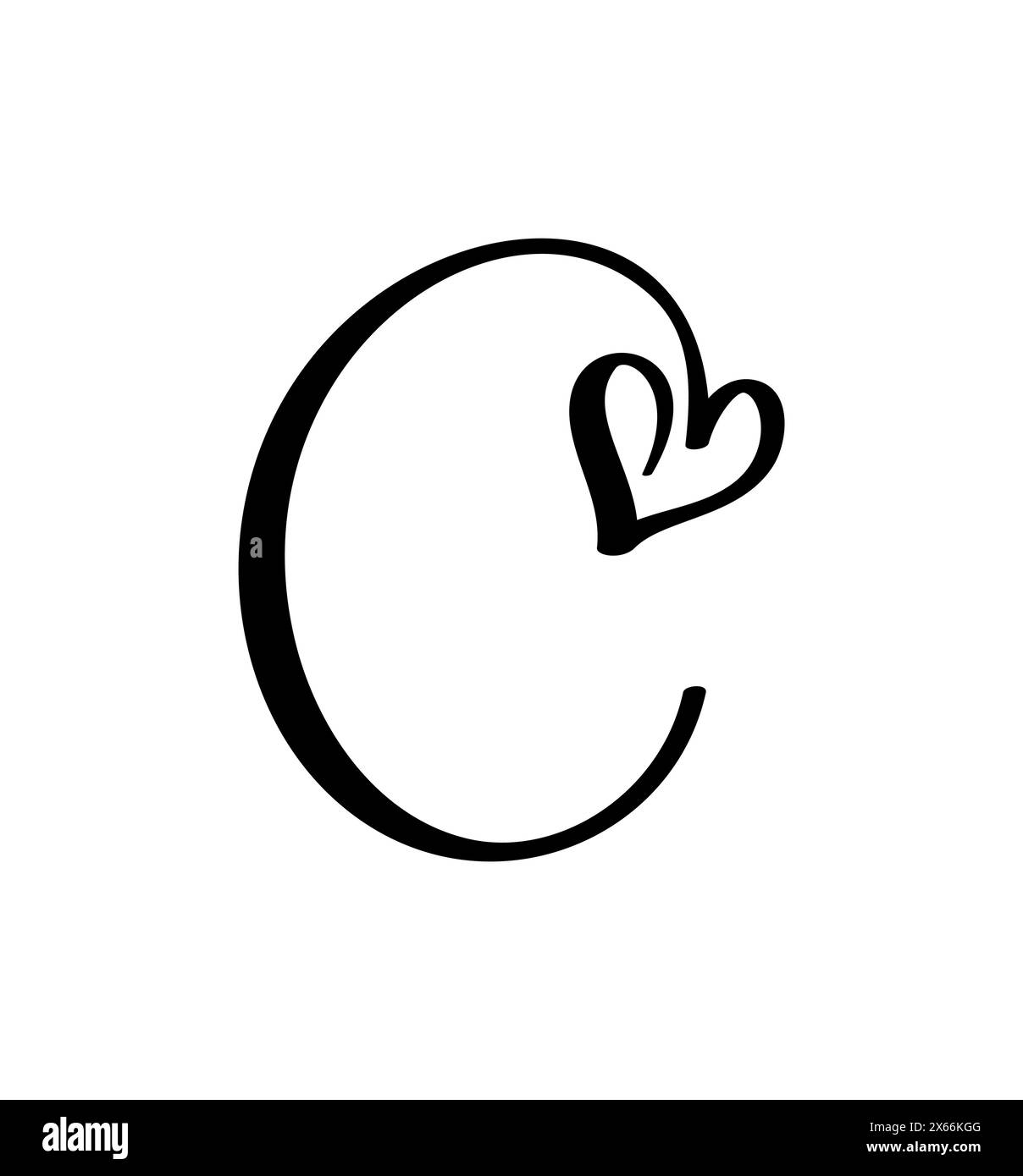 Vector calligraphy hand drawn letter C logo. Script font. Handwritten ...