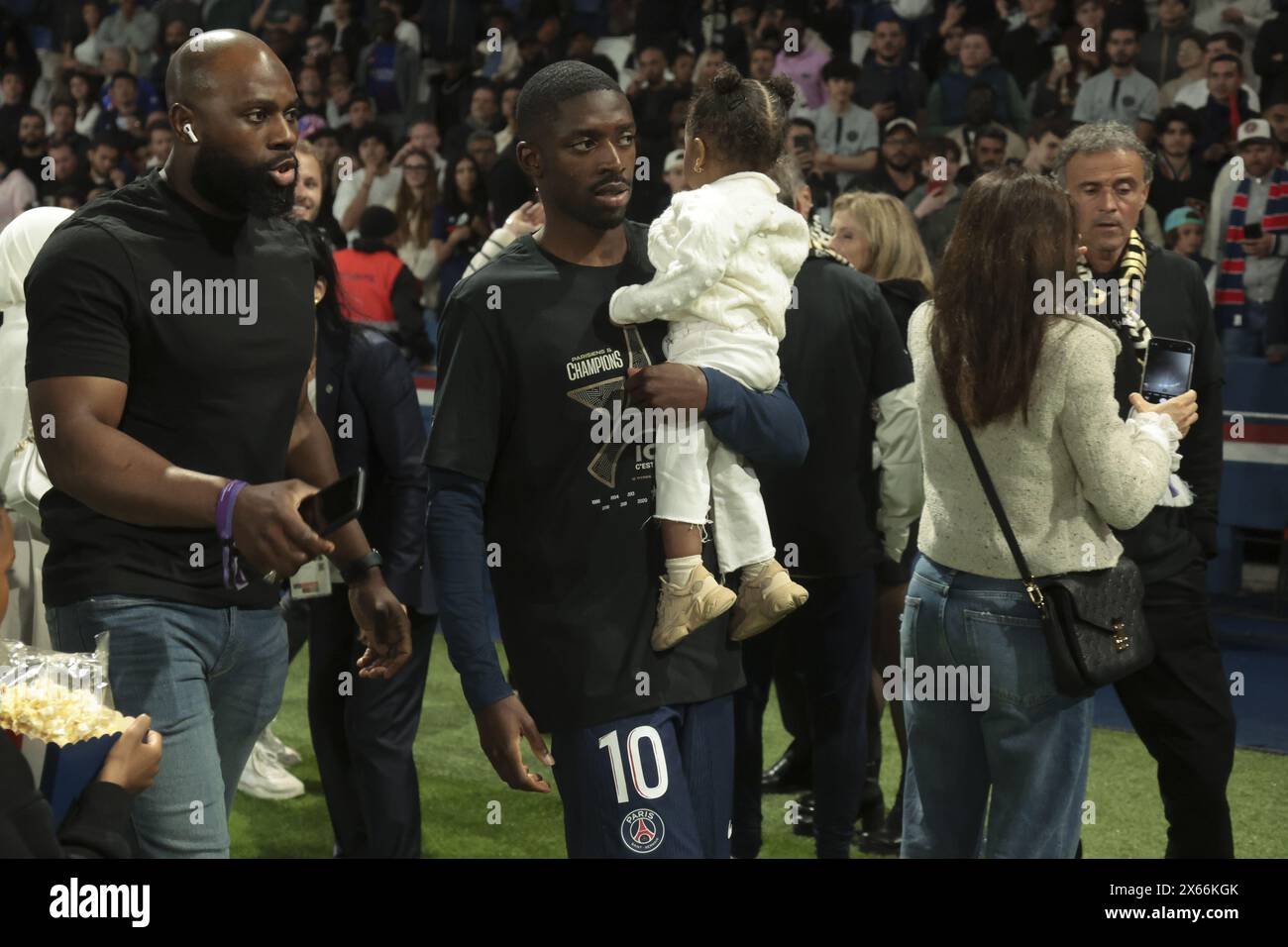 Ousmane Dembele of PSG celebrates winning the Ligue 1 championships ...