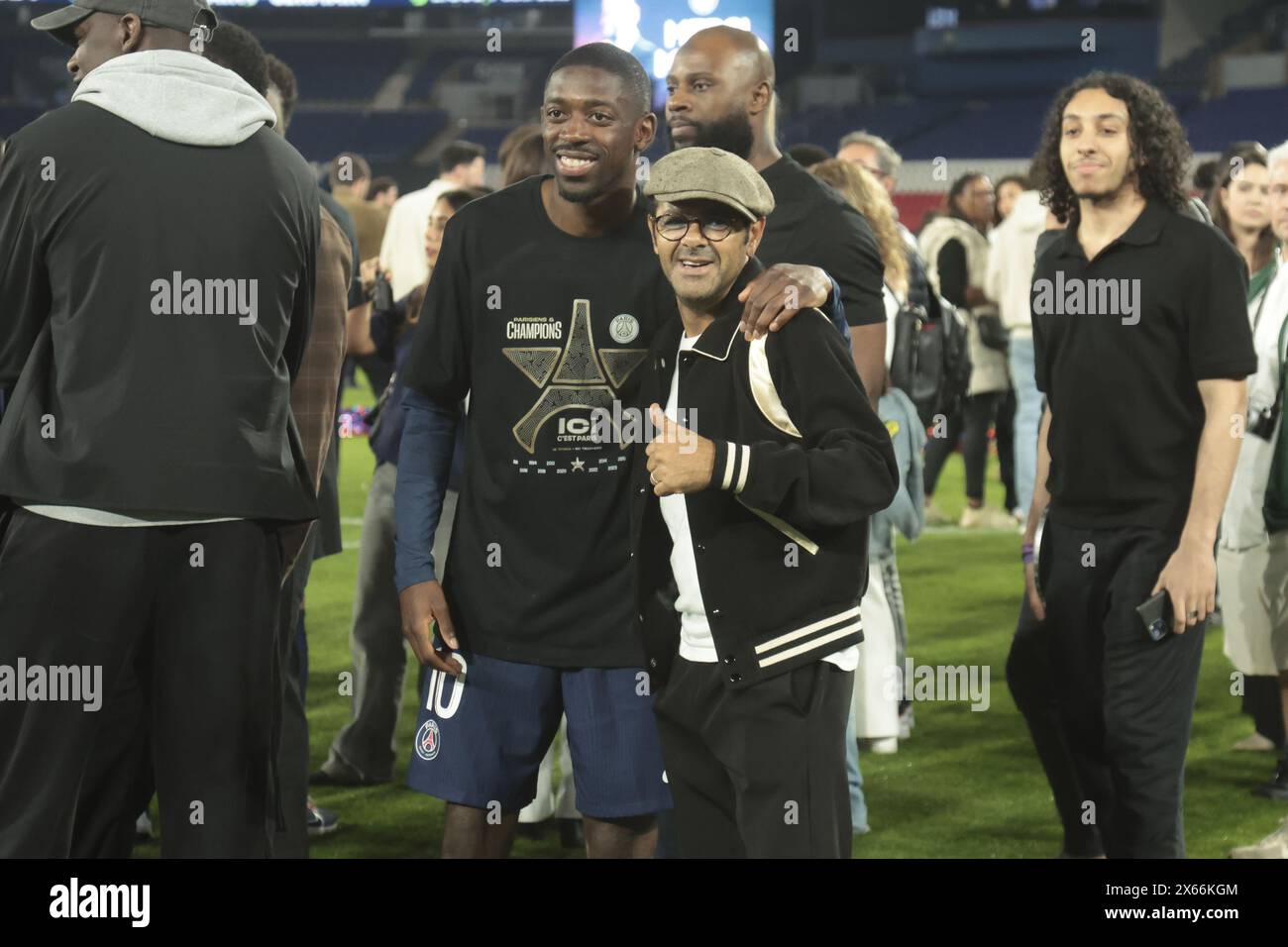 Ousmane Dembele of PSG, Jamel Debbouze celebrate winning the Ligue 1 ...