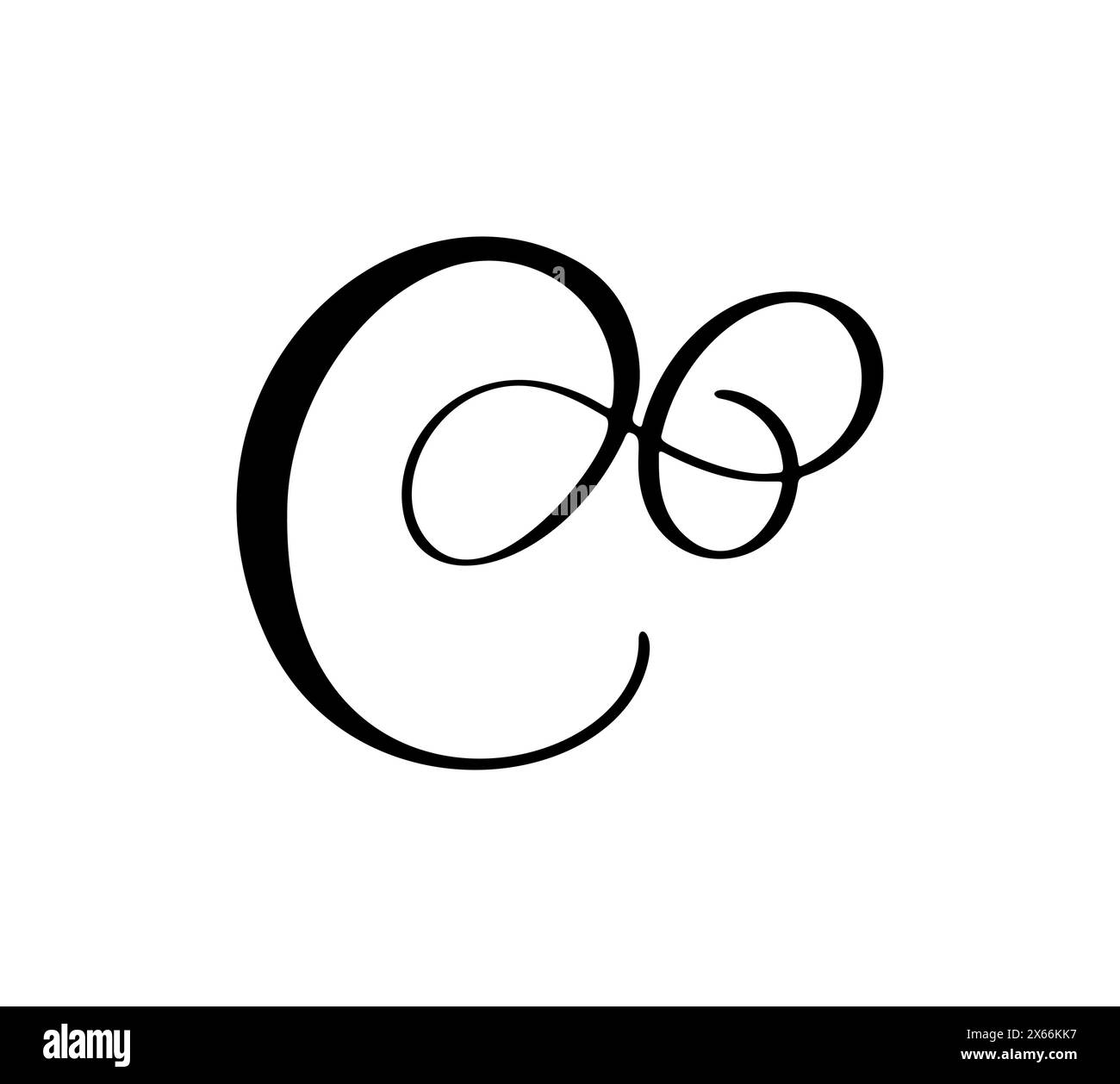 Vector calligraphy hand drawn letter C. Script font logo icon ...