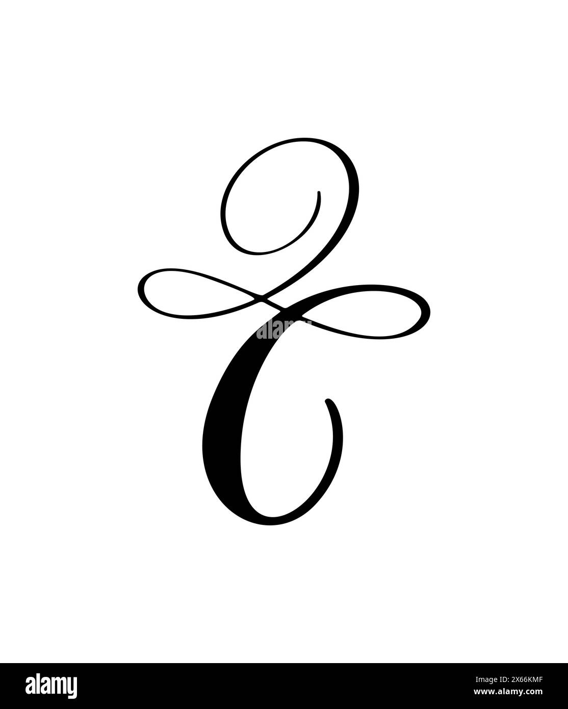 Vector calligraphy hand drawn letter C. Script font logo icon ...