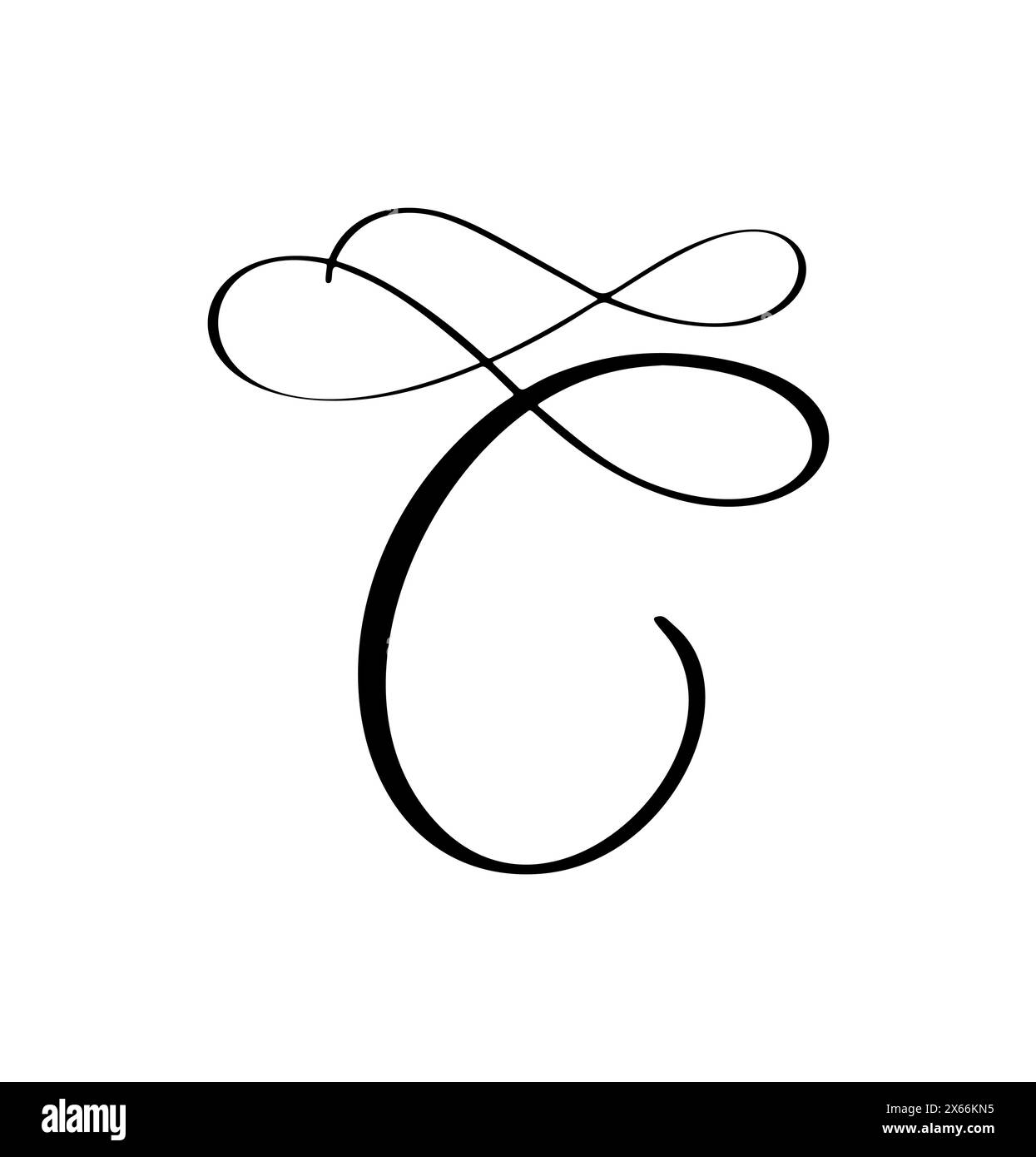 Vector calligraphy hand drawn letter C. Script font logo icon ...