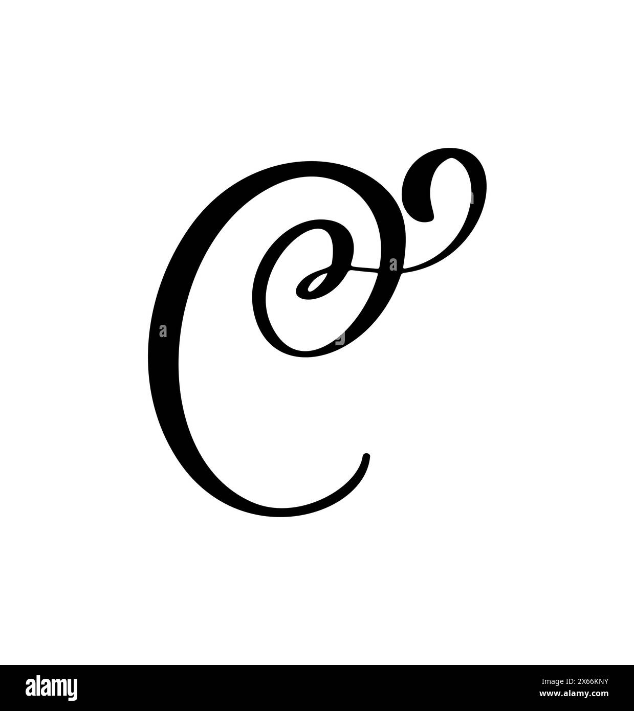 Vector calligraphy hand drawn letter C. Script font logo icon ...