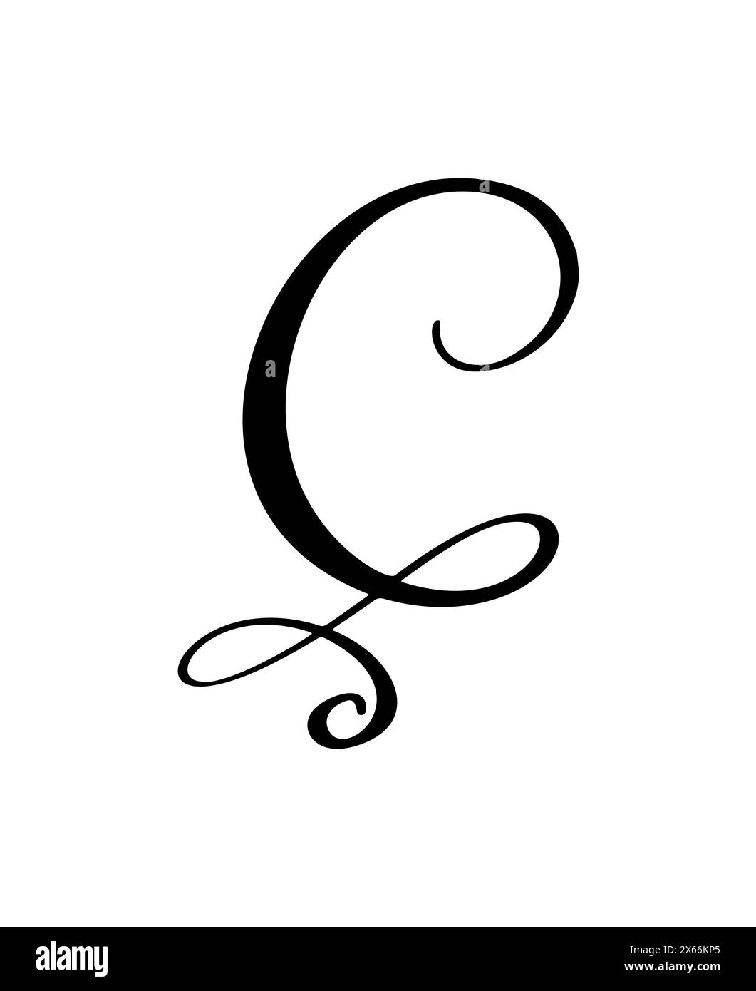 Vector calligraphy hand drawn letter C. Script font logo icon ...