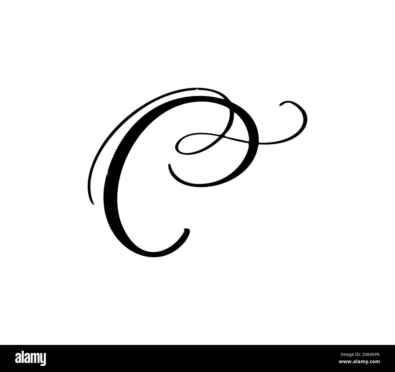 Vector calligraphy hand drawn letter C. Script font logo icon ...