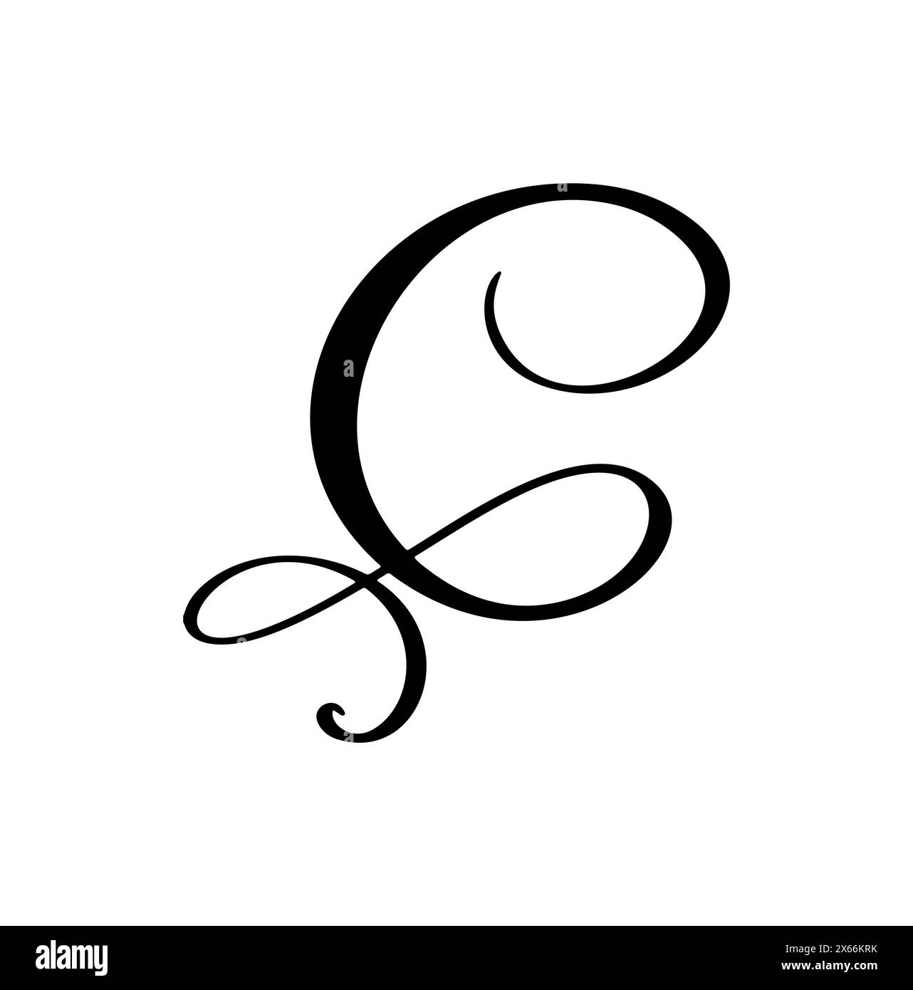 Hand drawn vector calligraphy letter C. Script font logo. Handwritten brush style flourish Stock ...