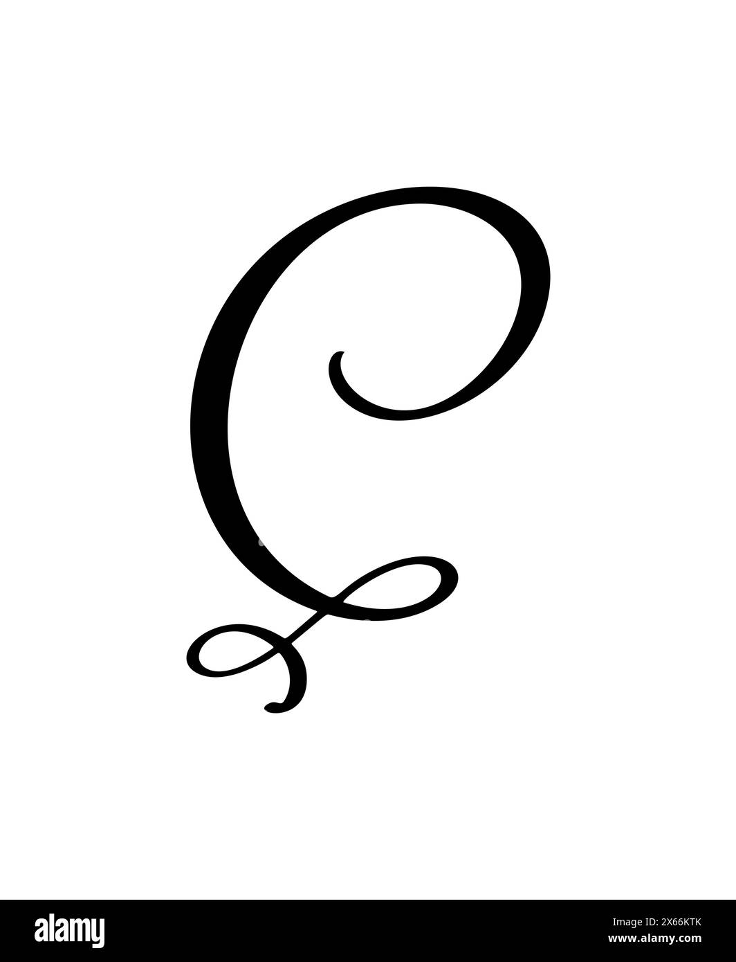 Hand drawn vector calligraphy letter C. Script font logo. Handwritten brush style flourish Stock ...