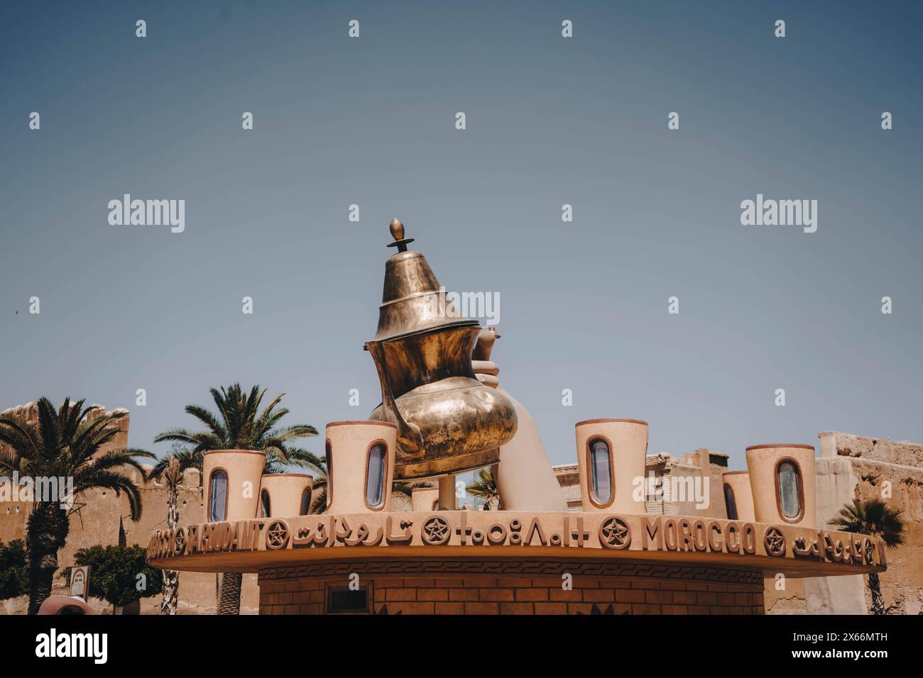 Large teapot and tea cups monument in Taroudant, Morocco Stock Photo ...
