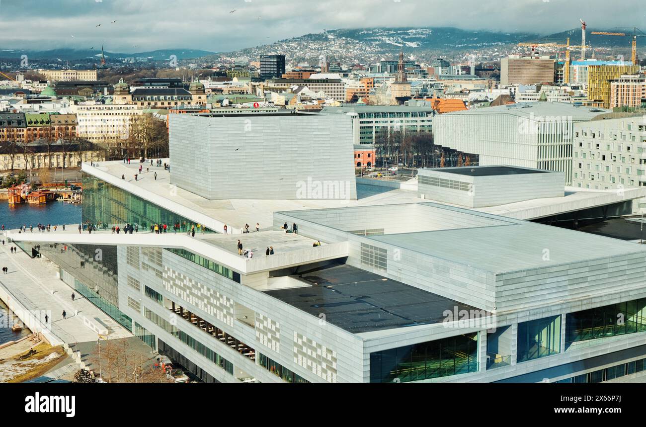 Panorama of Oslo from the Munch Museum with the 21st century Oslo Opera ...
