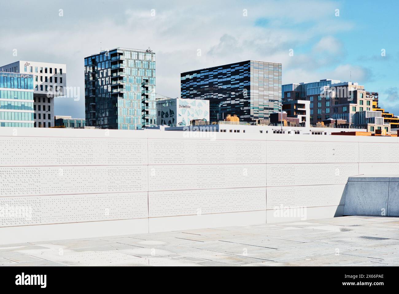 Oslo modern architecture seen from the roof of Oslo Opera House ...