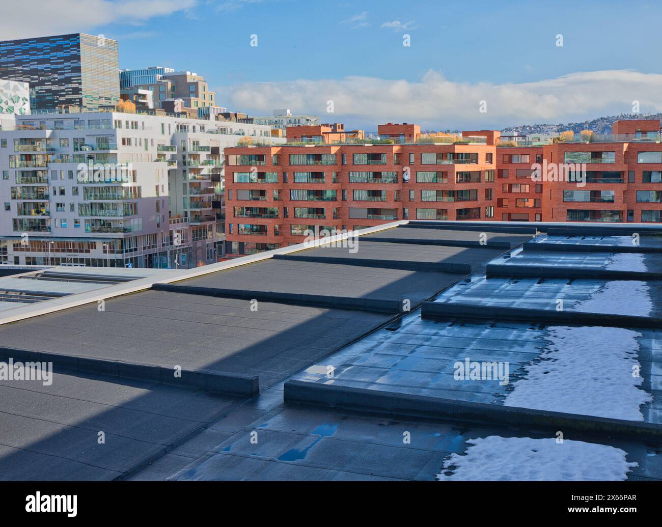 Oslo architecture modern apartments seen from the roof of Oslo Opera ...
