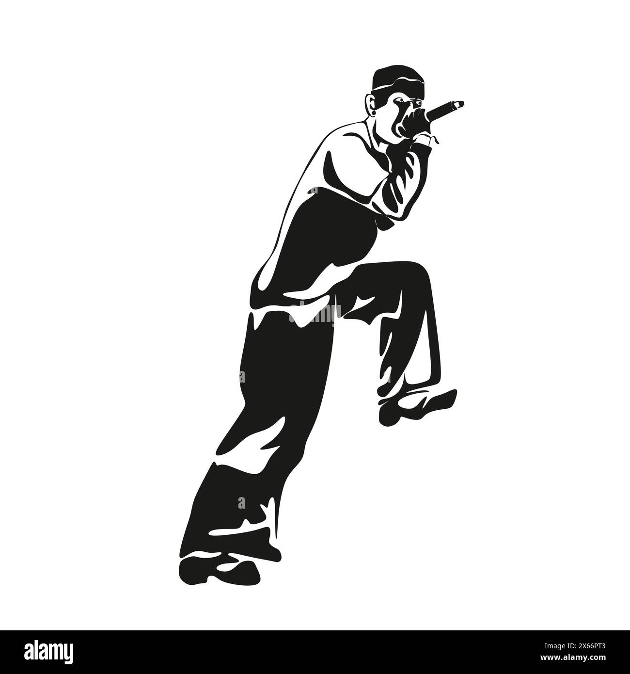 Man singer silhouette, man singing on mic, singer singing silhouette, vocalist singing to ...