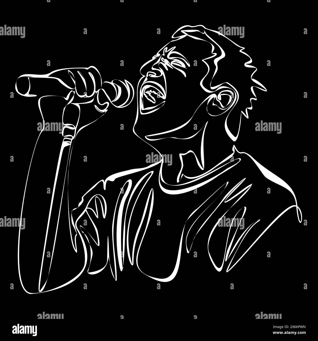 Man singer silhouette, man singing on mic, singer singing silhouette, vocalist singing to ...