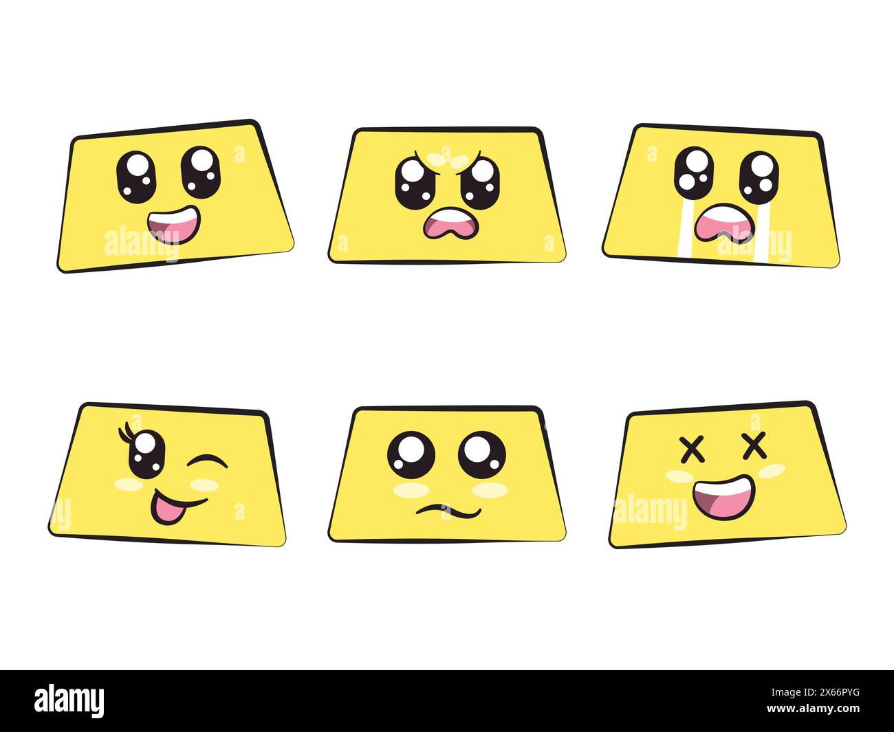 yellow color trapezium shape with expression smile angry crying wink ...