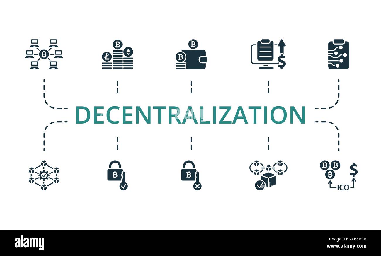 Decentralization set. Creative icons. Editable elements Stock Vector ...