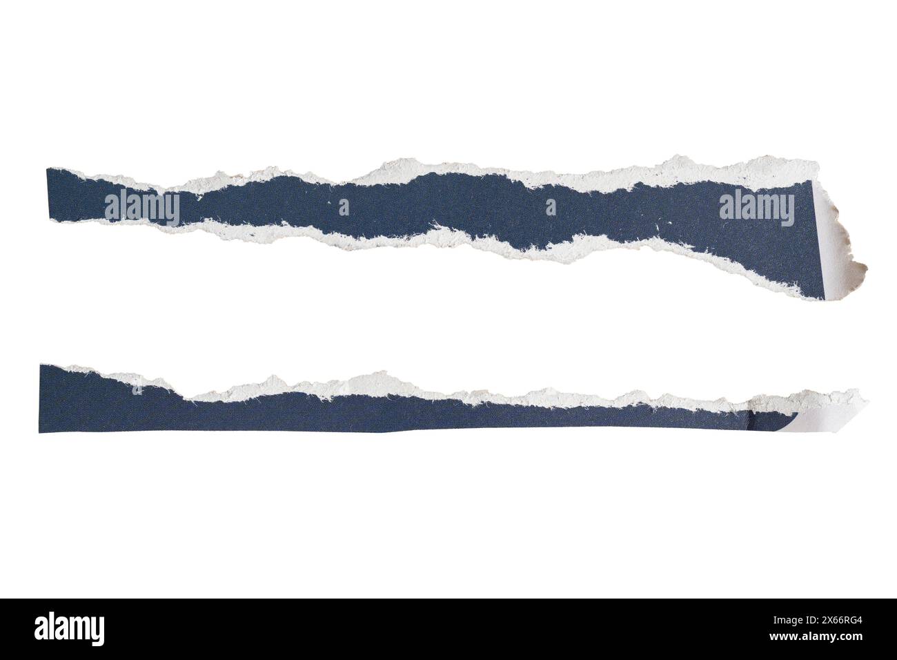 Torn dark blue magazine paper edge on white background with clipping ...