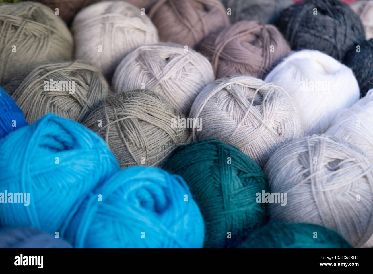 Multicolored skeins yarn, wool threads for knitting needles and crochet ...