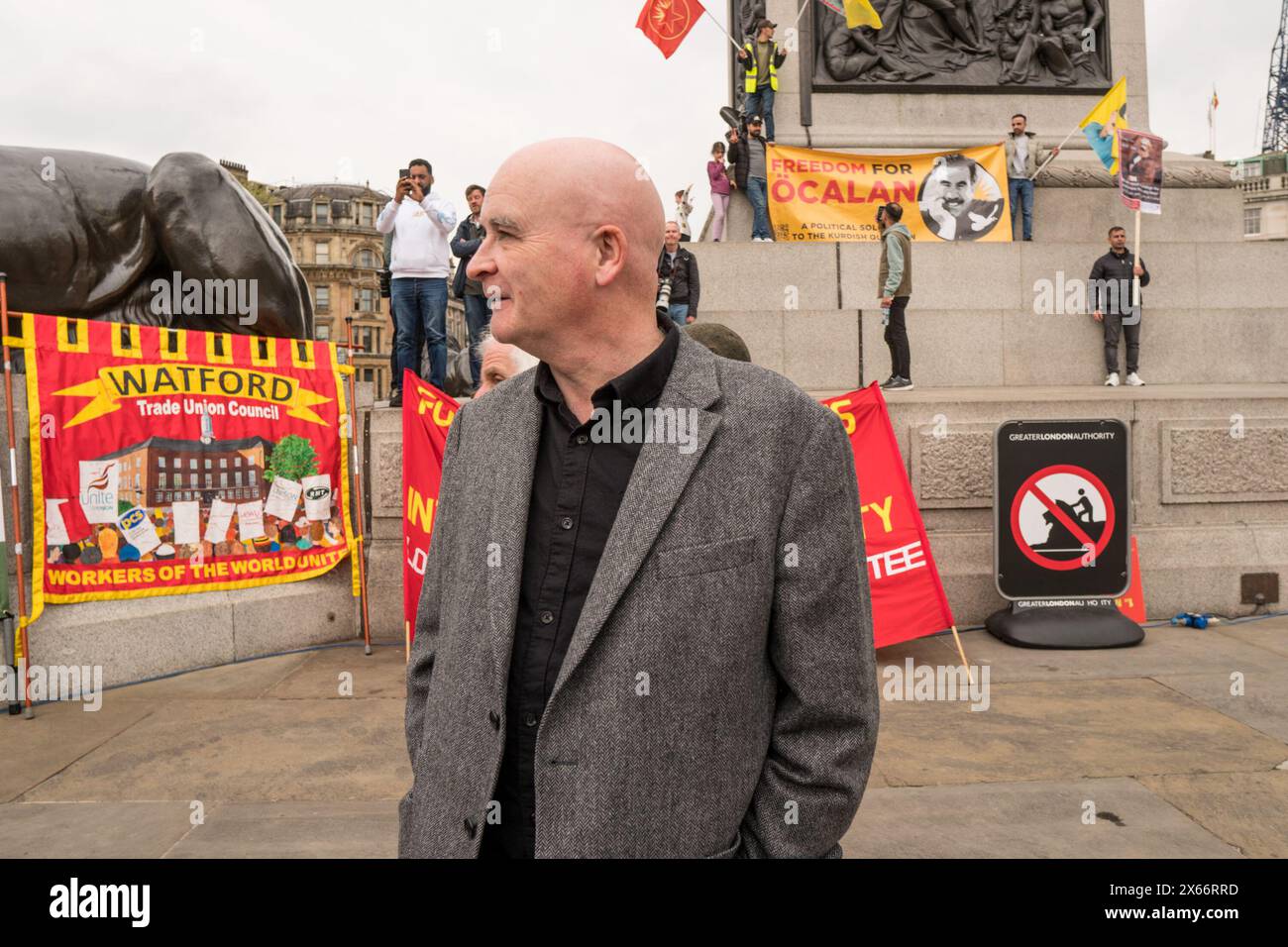 Mick Lynch at the May Day rally Trafalgar Square London 1st May 2024 ...