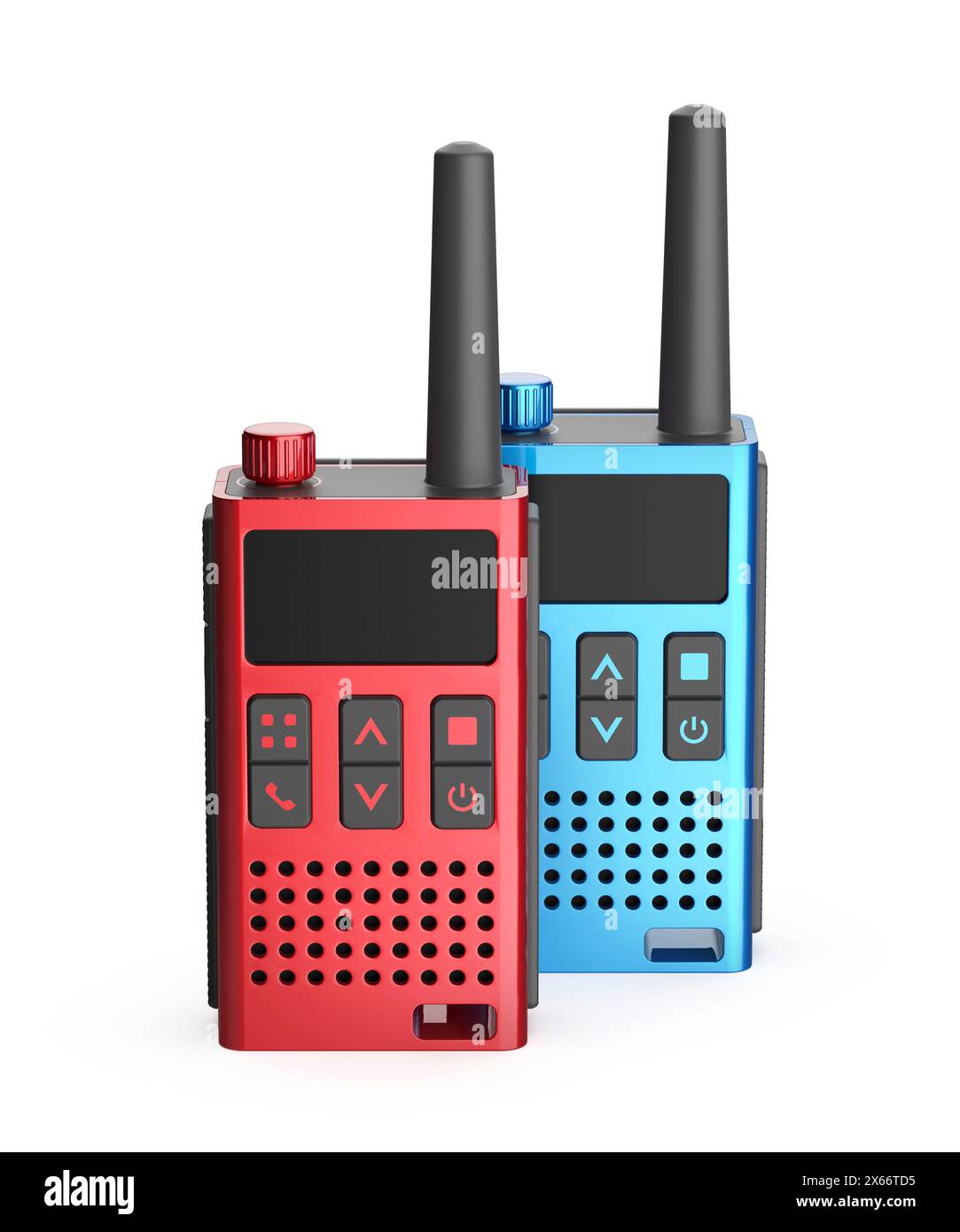 Set of two walkie talkies on white background, front view Stock Photo ...