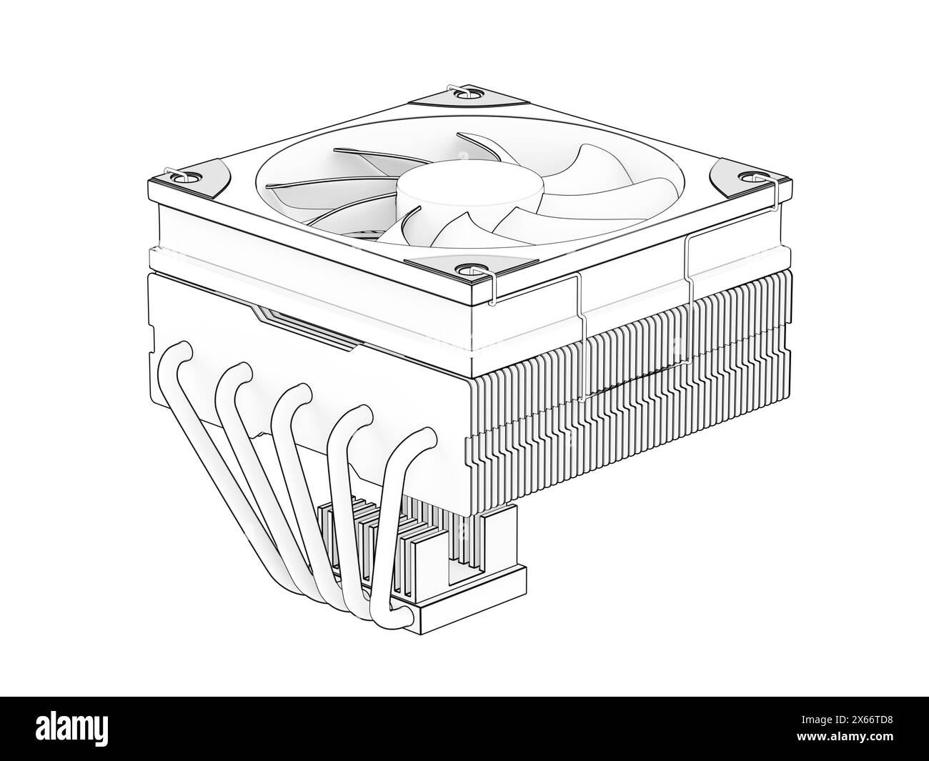 Sketch of low-profile computer processor air cooler Stock Photo - Alamy