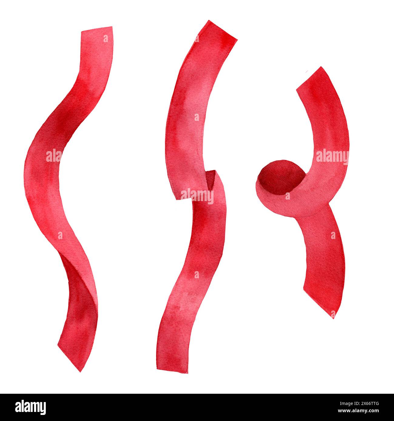 Red ribbon set Watercolor illustrations kit with red ribbons. Holiday ...