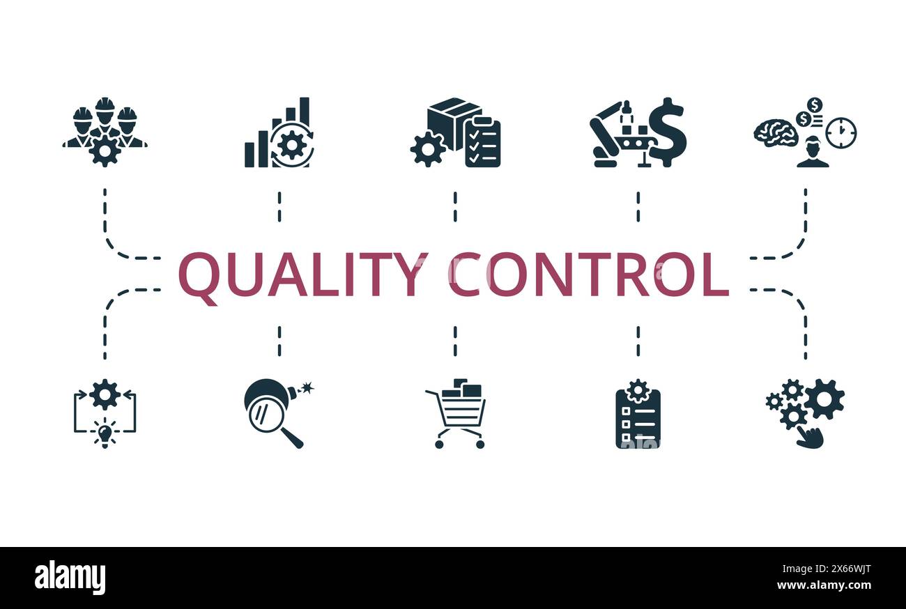 Quality Control Set Creative Icons Editable Elements Stock Vector