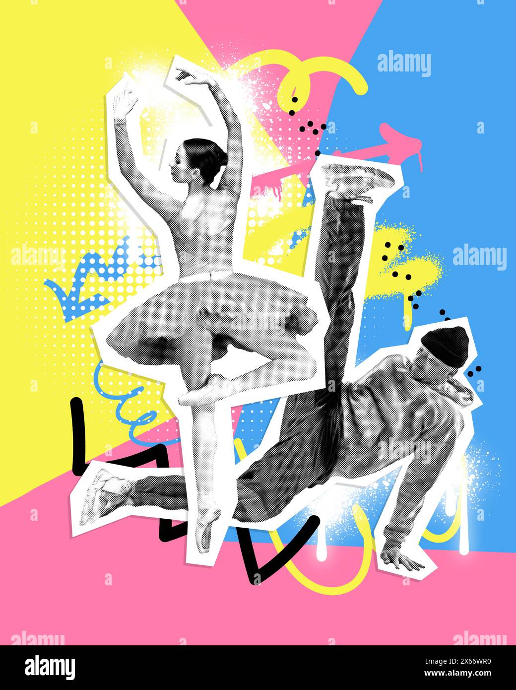 Poster. Contemporary art collage. Classical and sporty. Male and female ...