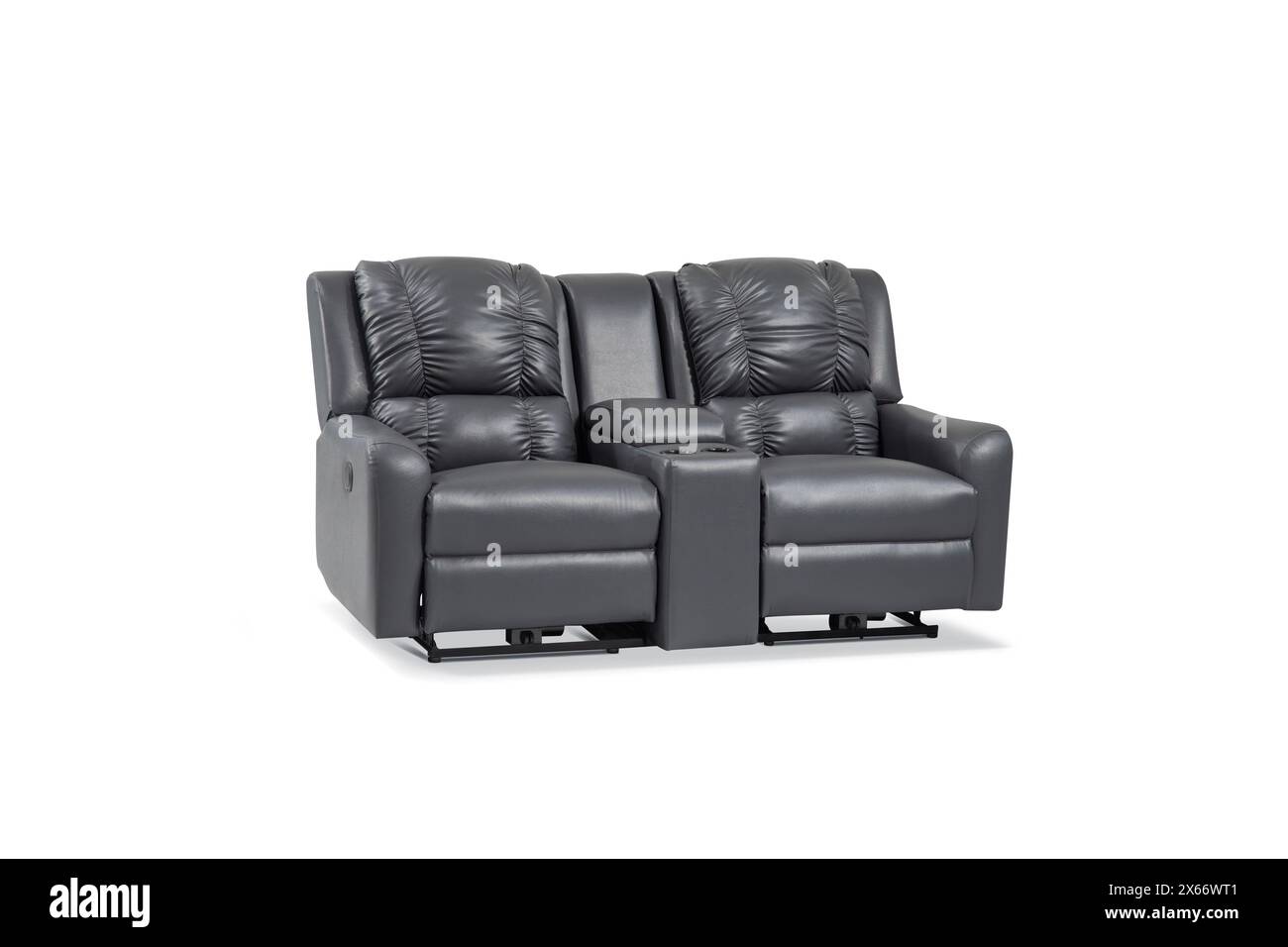 Power Leather two seater Recliner Chair isolated on white background ...