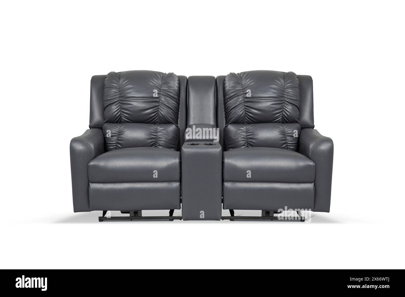 Power Leather two seater Recliner Chair isolated on white background ...