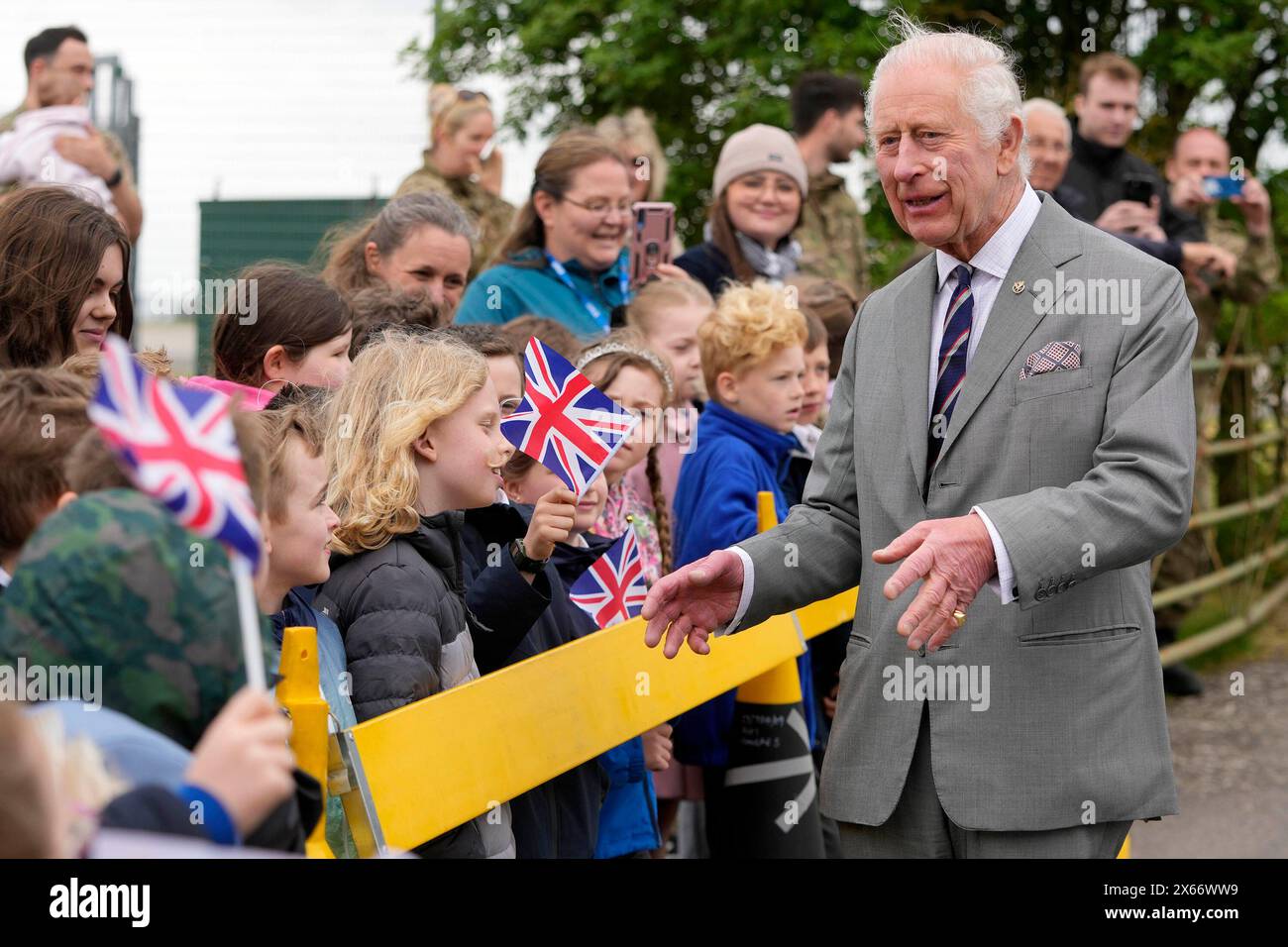 King Charles III arrives for a visit to Army Aviation Centre at Middle ...