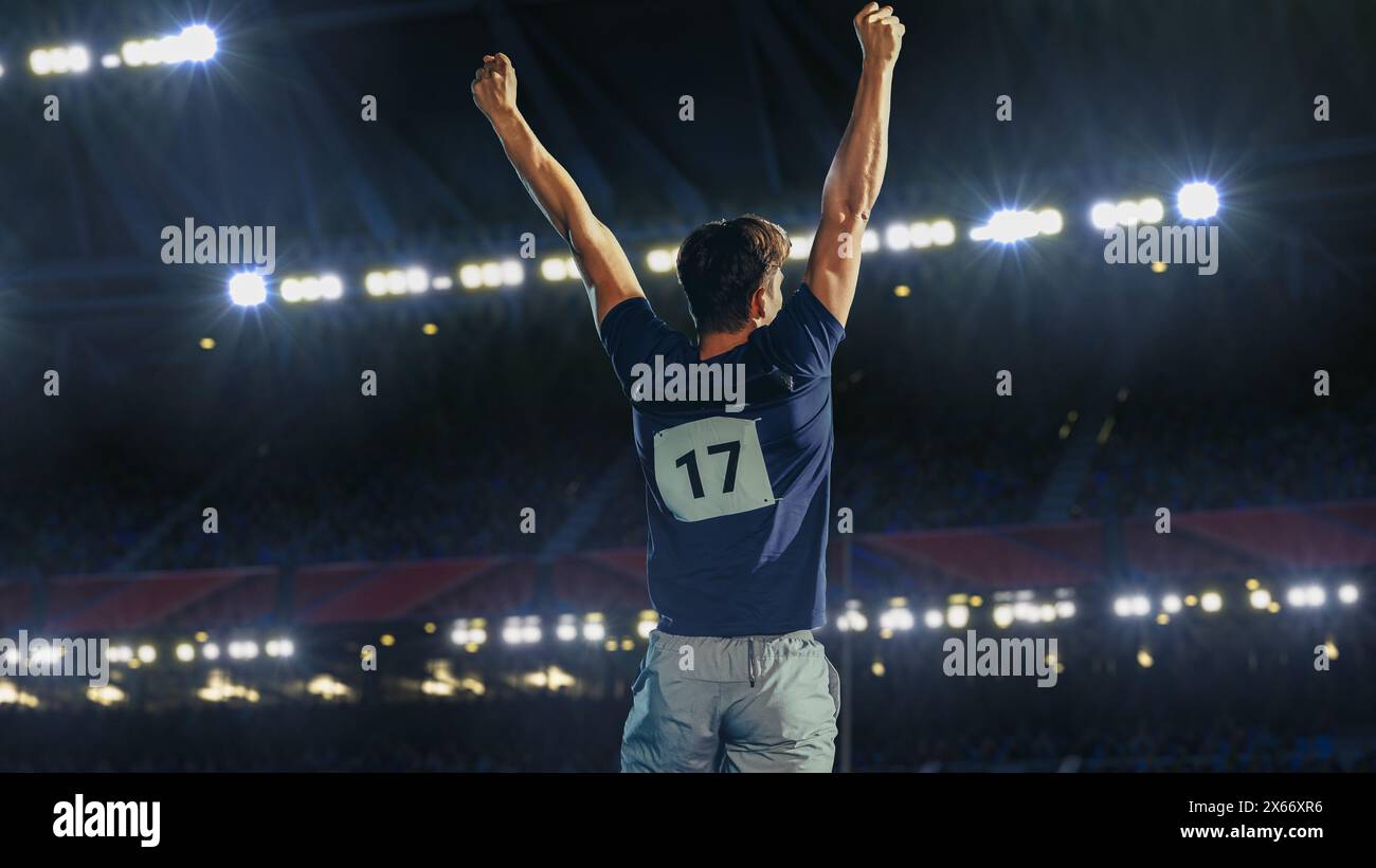 Portrait of Professional Male Athlete Happily Celebrating New Record ...