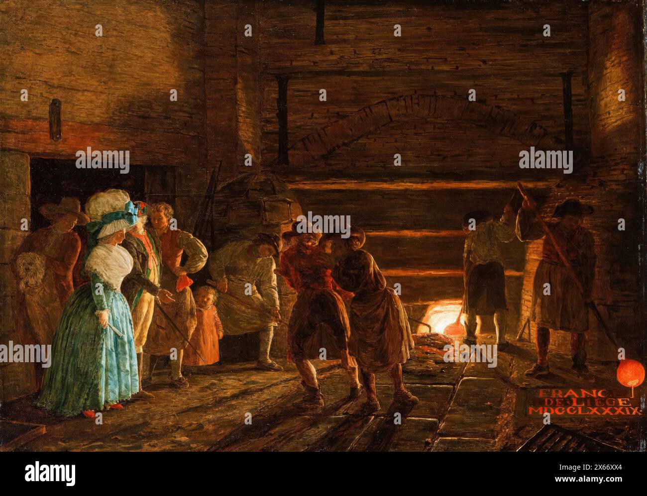 Léonard Defrance, Interior of a Foundry, painting in oil on wood, 1789 ...
