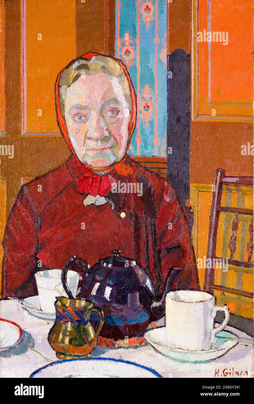 Harold Gilman portrait painting, Mrs Mounter, oil on canvas, 1916 Stock ...