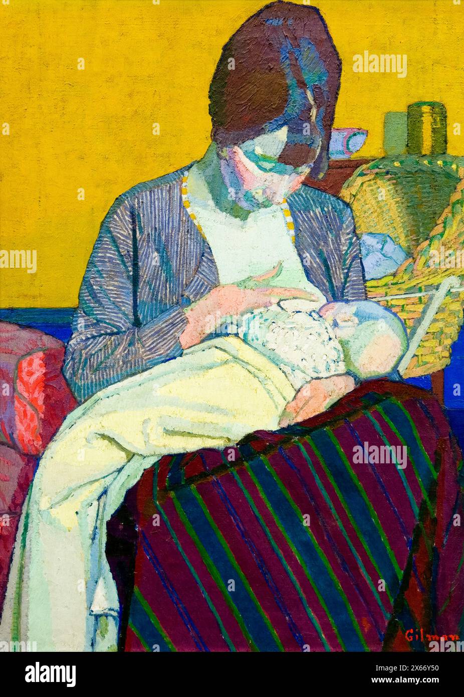 Harold Gilman, Mother and Child, painting in oil on canvas, 1918 Stock ...